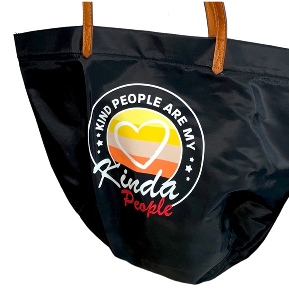 Macy's | Bags | Beach Bag Tote Shoulder Bag Black Kind People Are My ...